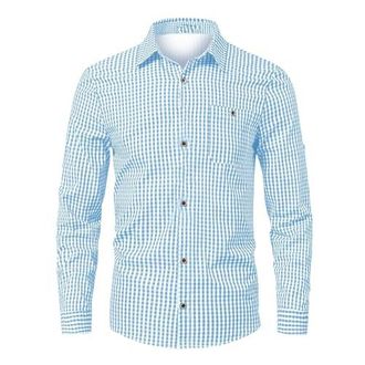 Generic Chemise boutonn&eacute;e pour homme, grande et haute, &agrave; manches longues, col &agrave; revers, chemises ray&eacute;es, l&eacute;g&egrave;rement ajust&eacute;e, chemise d&eacute;contract&eacute;e tendance, ha