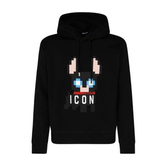 Dsquared2 Schwarzer Icon-Print Baumwoll-Hoodie - - Sweatshirts & Hoodies - Herren - Schwarzk - S