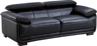 Vente-Unique Sofas mit 3 Sitzpl&Ntilde;tzen, Leder, Schwarz