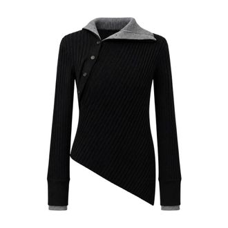 EGONlab. Asymmetrischer Rollkragenpullover mit Knopfdetail - - Knitwear - Herren - Schwarzk - L