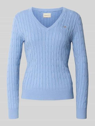 GANT Pullover mit Logo-Stitching und Zopfmuster