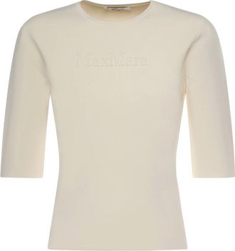 Max Mara Femme, Pulls, Beige, Taille: 42 FR Haut en maille &agrave; col rond