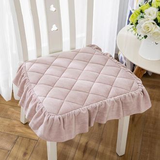 Generic Sitzkissen Aus Weichem Velvet Mit Eleganten R&uuml;schen & B&auml;ndern, rutschfeste, Dicke Sitzpolster F&uuml;r Esszimmer, K&uuml;che Und B&uuml;ro(Purple Lilac,50x47x38cm/20