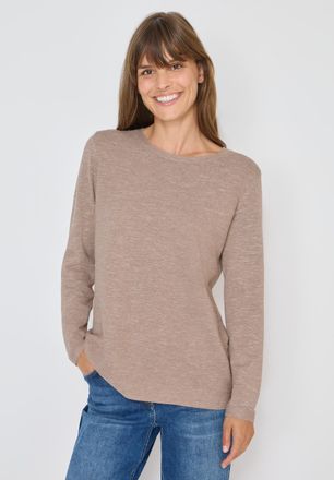 Cecil Strickpullover CECIL, Damen, Gr. XXL (46), heather taupe melange, Web, 60% Baumwolle, 40% Polyester, unifarben, comfort fit normal, Rundhals, normaler