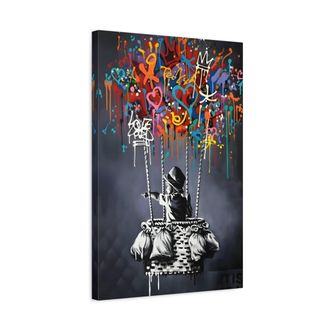 Generic Street Canvas Banksy Child Balloons Print - Urban Graffiti Wall Art 16x24inch 40x60cm (Vertical) / 1.25inch 3.175cm