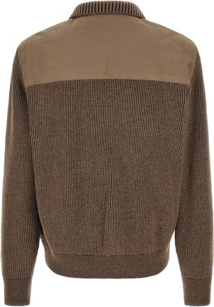 Brioni Suede and Ribbed Knit Hybrid Jacket - Brown