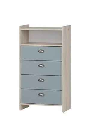 Schildmeyer Highboard Lindholm 154384, Sandeiche Dekor/Taubenblau, 60,1 x 33 x 104 cm