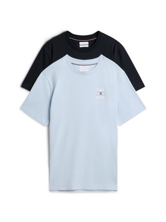 Tommy Hilfiger T-Shirt TOMMY HILFIGER 2 PACK CHEST GRAPHIC REG TEES, Herren, Gr. XXL, blau (navy, sky blau), Jersey, Obermaterial: 100% Baumwolle, regular fit normal