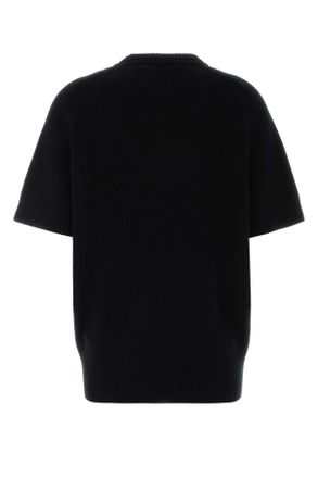 Extreme Cashmere Womens Black Stretch Cashmere Blend Scott Sweater Raven Maglieria