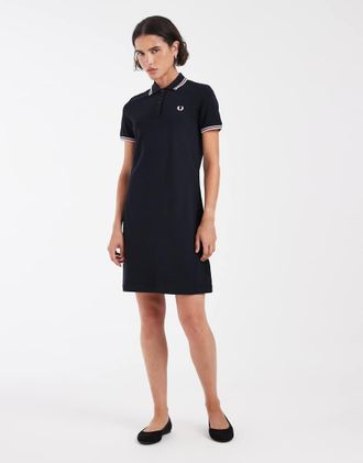 Fred Perry Robe polo avec double liser&eacute; - Bleu marine et rose-Multi