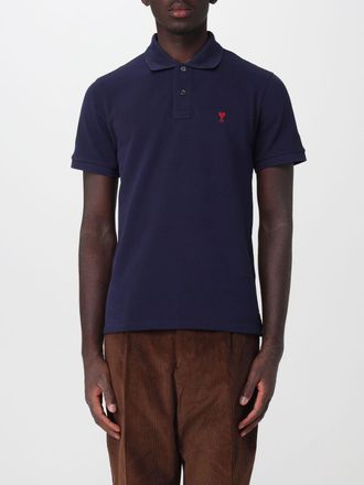 Ami Polo slim fit en coton biologique avec logo brod&eacute; sur la poitrine