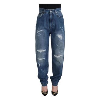 Dolce & Gabbana Blaue Gewaschene Baumwoll Tattered Denim Jeans - - Jeans - Damen - Blau - S