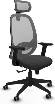 Piqueras y Crespo B&uuml;rostuhl mit 2D-Armlehnen, h&ouml;henverstellbare Lendenwirbelst&uuml;tze und Kopfteil, h&ouml;henverstellbar und neigbar, Grau/Dunkelgrau