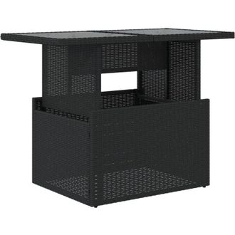 vidaXL Vidaxl - Gartentisch mit Glasplatte Schwarz 100x55x73 cm Poly Rattan