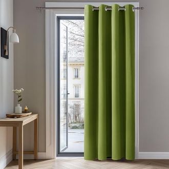 Deconovo Rideaux Occultants Isolant Thermique Anti Froid, 140x260 CM (Largeur x Hauteur), Rideaux pour Salon et Chambre, Design Moderne &agrave; Oeillets, Vert dherbe