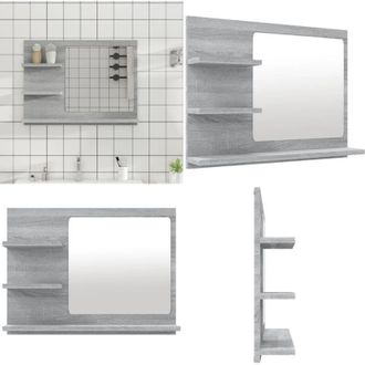 vidaXL Vidaxl - Badspiegel Grau Sonoma 60x10,5x45 cm Holzwerkstoff - Badspiegel - Holzwerkstoff - Spiegelschrank - Badezimmerm&ouml;bel - Grau Sonoma - Home &