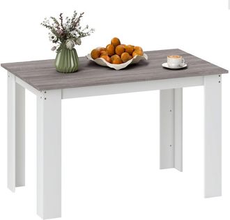 HOMCOM Homcom - Table &agrave; manger 4-6 personnes - Plateau en m&eacute;lamine gris - Pieds triangulaires stables - Dimensions 120x69x75cm