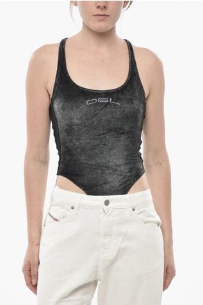 Diesel Chenille Racerback Bodysuit T-VATELY with Faded Effect and R size Xxs