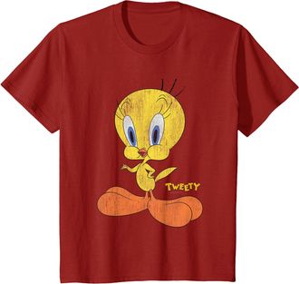 Looney Tunes Looney Tunes T-Shirt mit Tweety, Cartoon-Muster, Halbarmeln, Blau, S, Klassische Passform, Unisex, Erwachsene