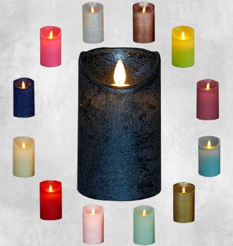 Coen Bakker LED Echtwachskerze realistische Kerze viele Farben mit Timer flackender Docht Wachskerze Kerzen Batterie, Farbe:Metallic Blau, Größe:10 cm