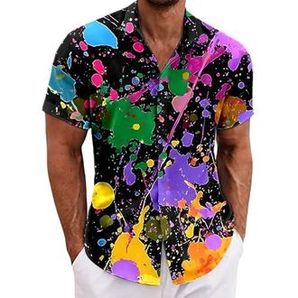 Generic Chemise hawa&iuml;enne pour homme - Imprim&eacute; &agrave; manches courtes - Style ann&eacute;es 80 - Respirant - Confortable - Pour l&eacute;t&eacute; - Pour la plage - Costume de f&ecirc;te, B2