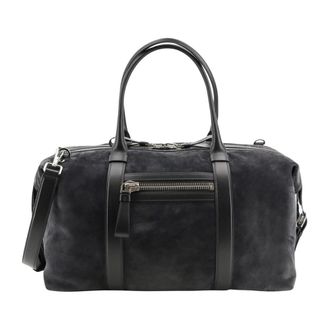 Tom Ford Weekender aus Wildleder mit Lederbesatz - - Bags - Herren - Grau - ONE SIZE