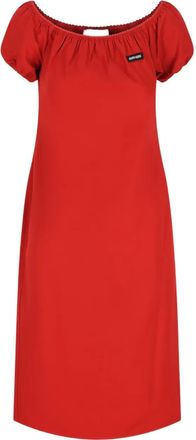 Miu Miu off-shoulder label-detail midi dress - Rot