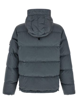 Stone Island Crumpled Effect Technical Fabric Down Jacket - Gray
