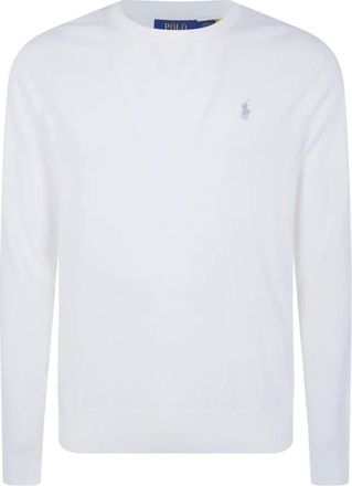 Polo Ralph Lauren Homme, Pulls, Blanc, Taille: M Long Sleeves Round Neck Classic Sweater