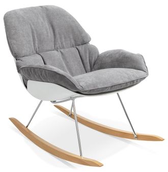 Alterego Fauteuil &agrave; bascule design CHILY gris clair en tissu