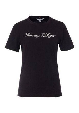 Tommy Hilfiger T-Shirt NOS SCRIPT REGULAR C-NK SHORT SLEEVE mit Rundhals und kontrastfarbener Stickerei, Regular Fit