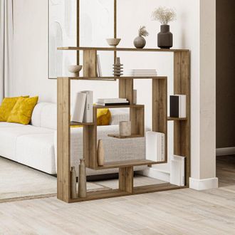 Decortie Decortie Labirent Biblioth&egrave;que moderne Pr&eacute;sentoir S&eacute;parateur de pi&egrave;ces Effet ch&ecirc;ne fonc&eacute; Medium 129(H)cm
