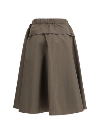 Prada Womens Nylon Midi Skirt Mimetico