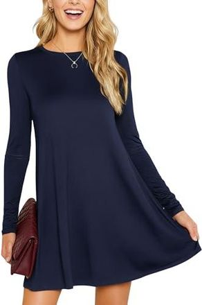 Re Tech UK Robe Patineuse - pour Femme - Jersey - Longueur midi/Manches Longues - Bleu Marine - XXL EU 46 (Grande Taille)