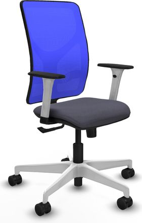 Piqueras y Crespo Stuhl aus Netzstoff mit wei&szlig;en und schwarzen Armlehnen, h&ouml;henverstellbare Lendenwirbelst&uuml;tze, ausgestattet mit 3 Positionen und Schneideschaum, Blau/D