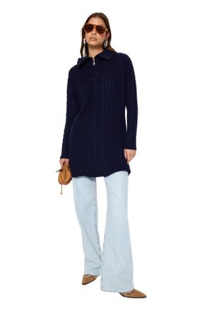 Trendyol Damen Sweater-Navy Blue-Regular Fit Pullover, S
