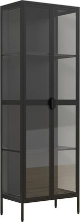 MID.YOU Mid.you Vitrine Floka, Schwarz, Metall, 4 Fächer, 60x180x35 cm, stehend, Esszimmer, Vitrinen