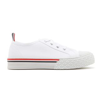 Thom Browne Wei&szlig;e Sneakers mit Baumwollstreifen - - Shoes - Herren - Wei&szlig; - 40 EU