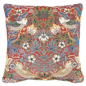SIGNARE Tapisserie Kissenbezug 45x45, Kissen 45x45 Kutdoor Kissen, Sofakissen, Deko Kissen, Zierkissen mit William Morris Designs (Erdbeerdieb Rot) (CCOV-STRD