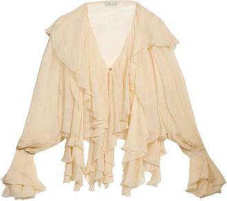 Blumarine Ruffled Crepe-de-chine Blouse