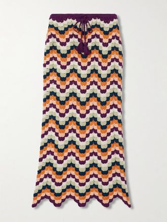 Escvdo Jupe Midi En Coton Crocheté À Festons Safi - Multicolore