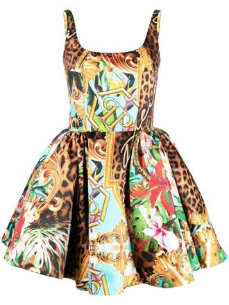 Philipp Plein robe courte Duchesse &agrave; fleurs - Jaune
