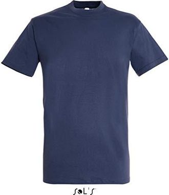 SOLS SolS Regent - Tee-Shirt Homme Manches Courtes à col Rond - 100% Coton Semi-peigné - Denim - XL