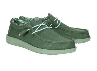 HeyDude Wally Stretch Canvas - Chaussures pour Hommes - Baskets avec Semelles Confortables - Style mocassin, Duck Green/Iceberg Green, 45
