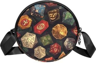 Generic Sac &agrave; bandouli&egrave;re rond pour femme, petit sac &agrave; bandouli&egrave;re vintage avec fermeture &eacute;clair, bretelles r&eacute;glables, sac &agrave; main rond d&eacute;contract&eacute; pour femmes