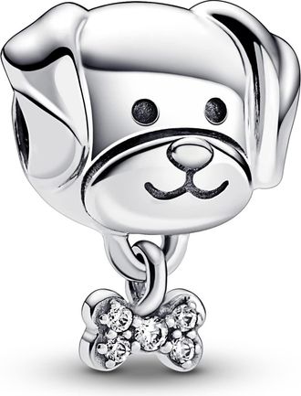 Pandora Hund & Knochen Charm aus Sterling Silber mit Zirkonia - Kompatibel mit PANDORA Moments Armbänder
