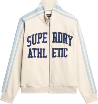 Superdry Damen Athletic Essentials Applique Zip-Trainingsjacke in Oversize-Passform Turteltaube Creme 38