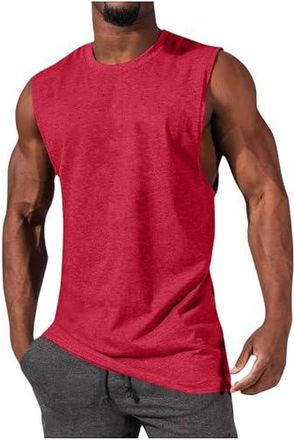 Generic D&eacute;bardeur &agrave; manches courtes pour homme - Maillot de corps extensible et confortable - En coton - Coupe droite - Pour entra&icirc;nement - Bodybuilding - Fit