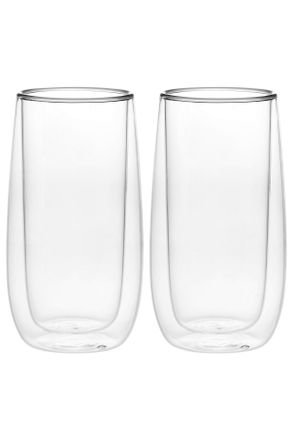 Novel Teeglas, Klar, Glas, 2-teilig, 300 ml, 15 cm, Lfgb, mundgeblasen, handgefertigt, doppelwandig, Kaffee & Tee, Tassen, Teetassen