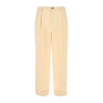 Valentino Garavani Homme, Pantalons, Jaune, Taille: M Pantalon M&eacute;lange de Jute Cr&egrave;me